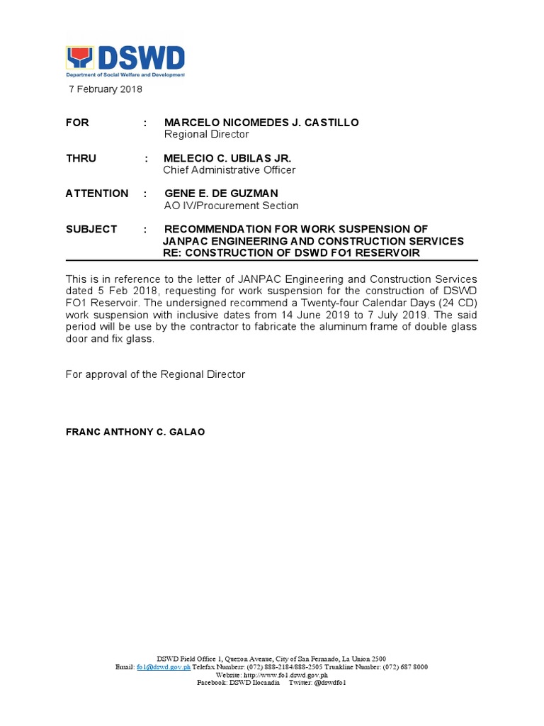 Request For Suspension | PDF