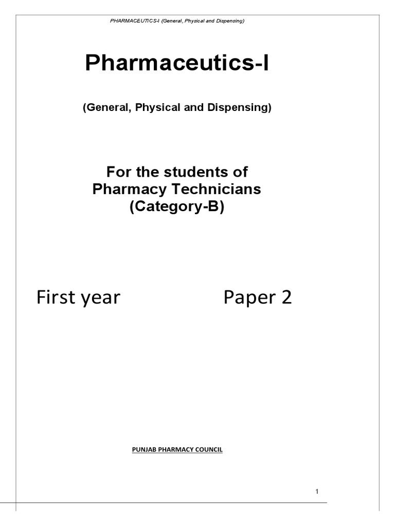 Book PHARMACEUTICS 1 | PDF | Pharmacy | Ph