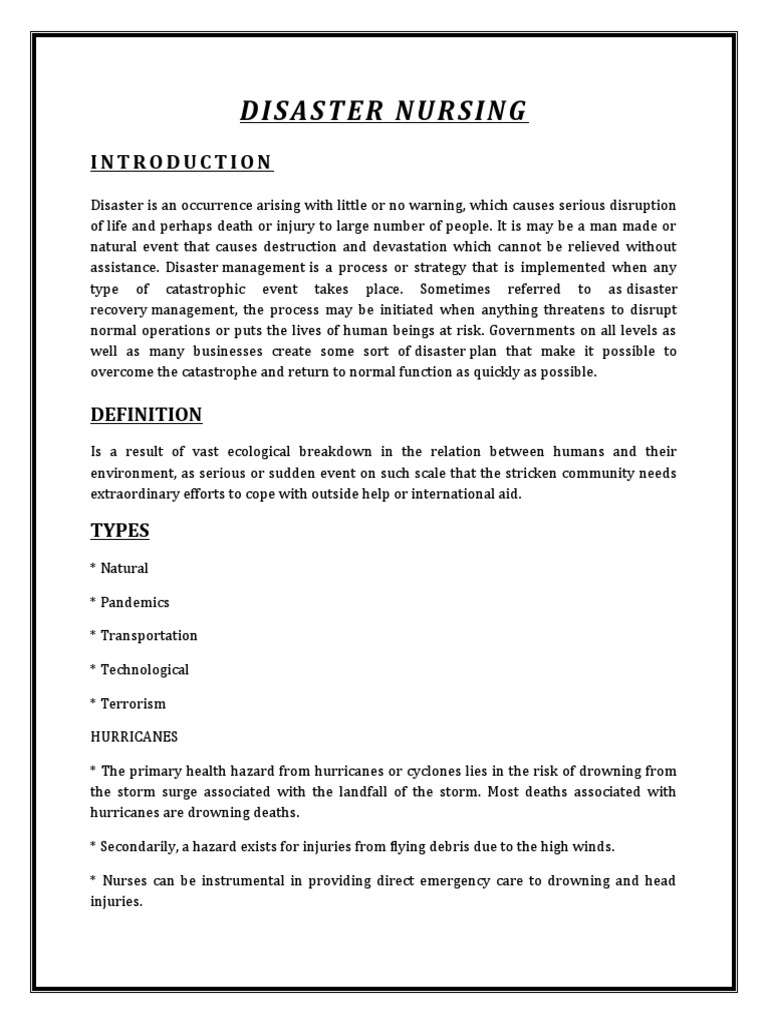 Disaster Nursing | PDF | Emergency Management | Disaster Risk Reduction