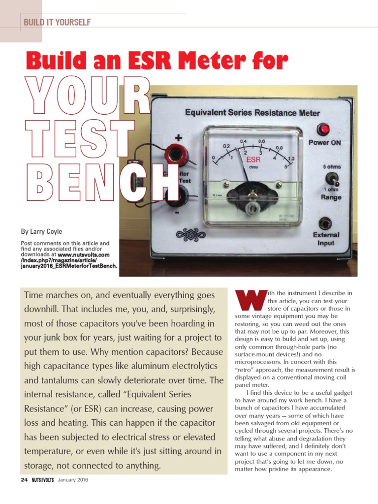 Your Test Bench: Build An ESR Meter For | PDF | Capacitor ...
