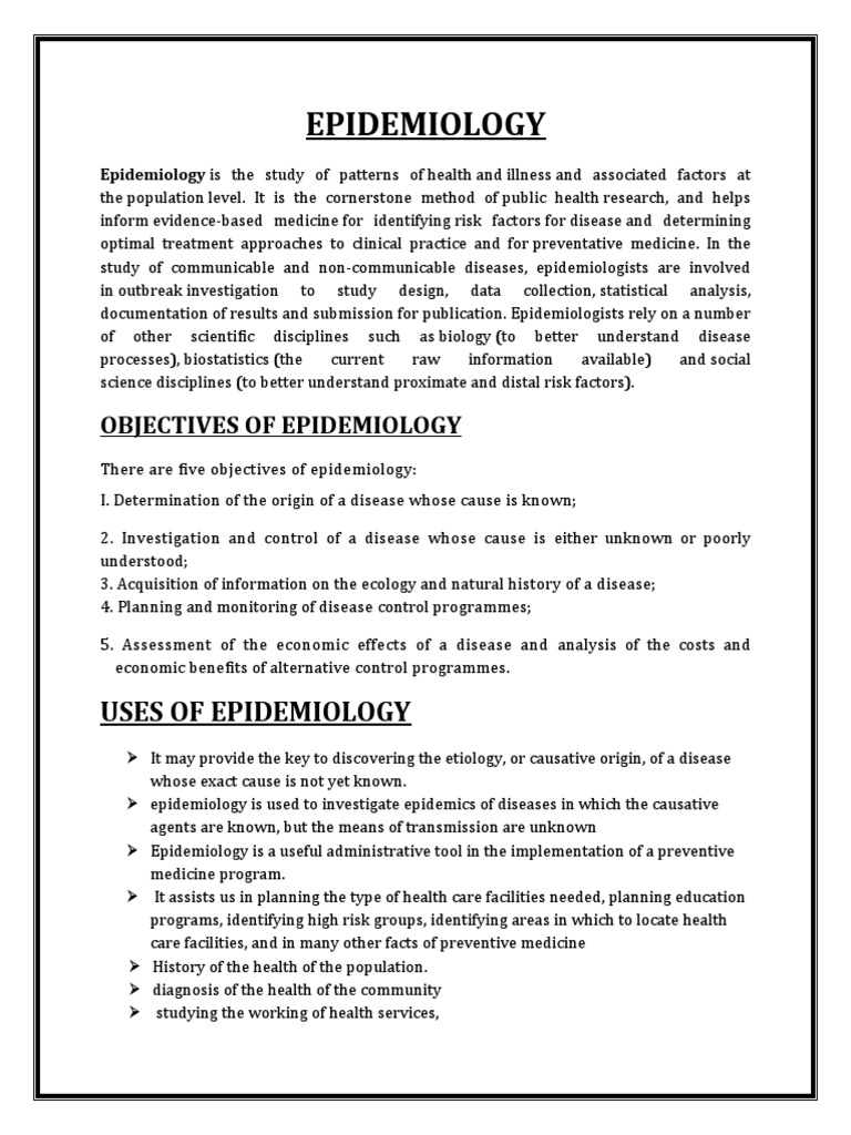 Objectives Of Epidemiology Pdf Screening Medicine Health