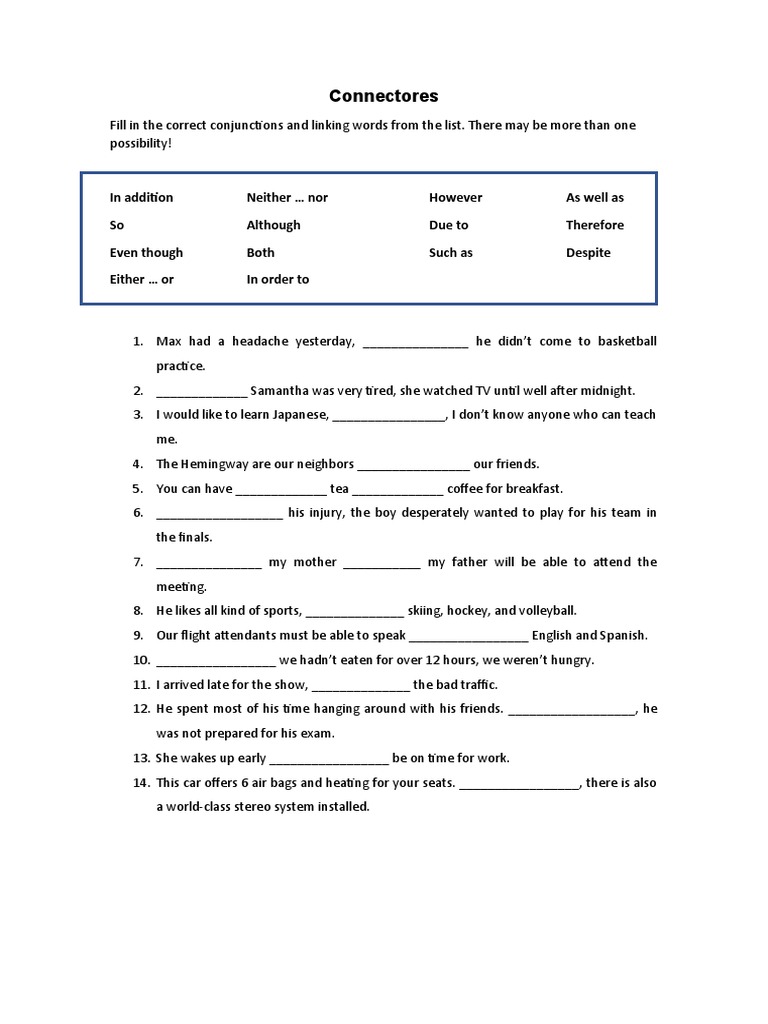 Connectores Worksheet | PDF