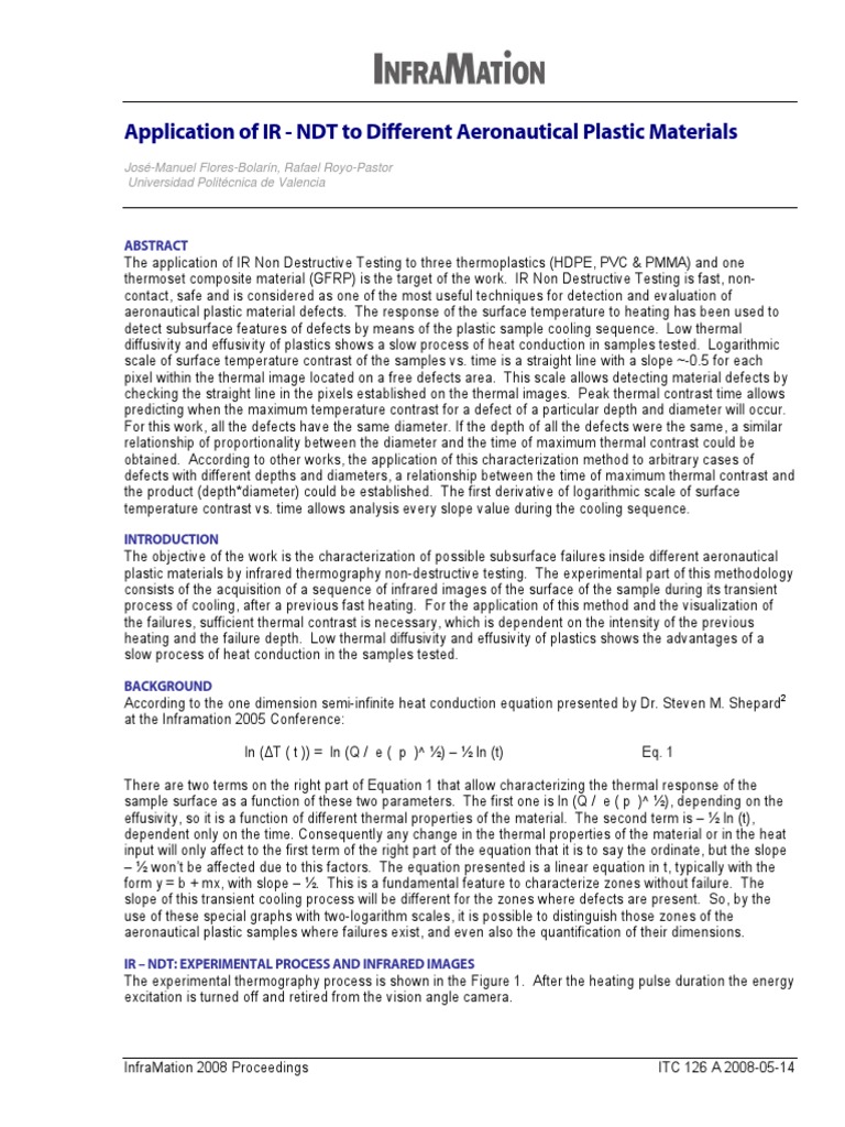 IR NDT On Aeronautical Plastics-Flores-Bolarin | PDF | Infrared ...