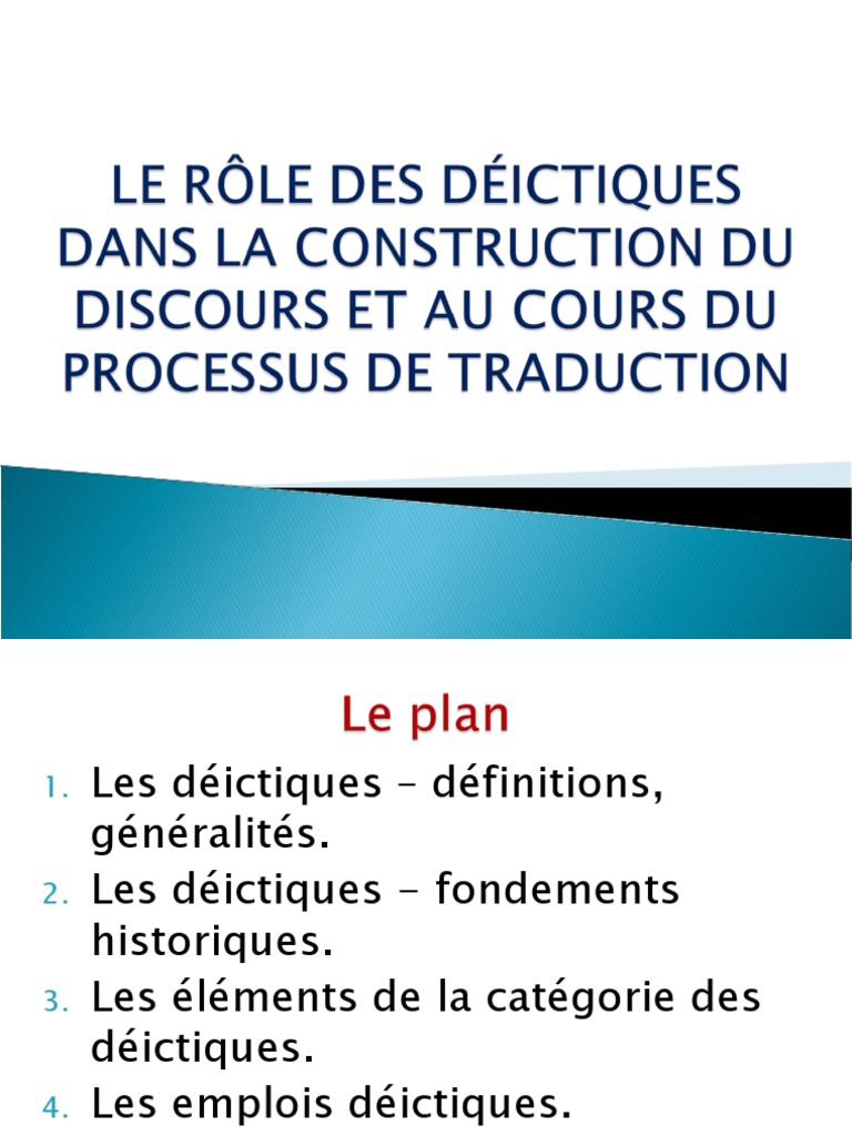 Les Deictiques | PDF | Pronom | Discours (linguistique)