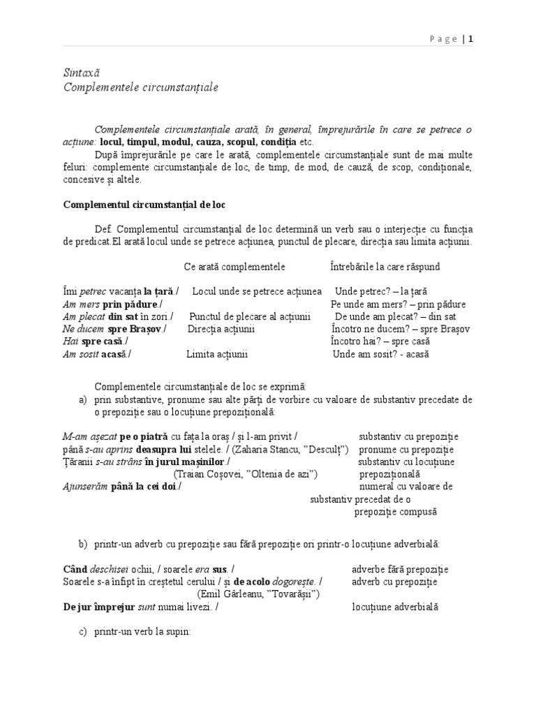 Complementul Circumstanțial | PDF