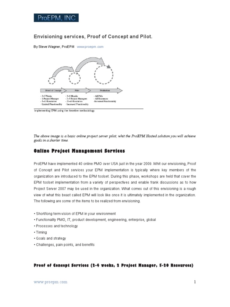 ProEPM Envisioning, PMO Setup, Proof of Concept, Pilot | PDF ...