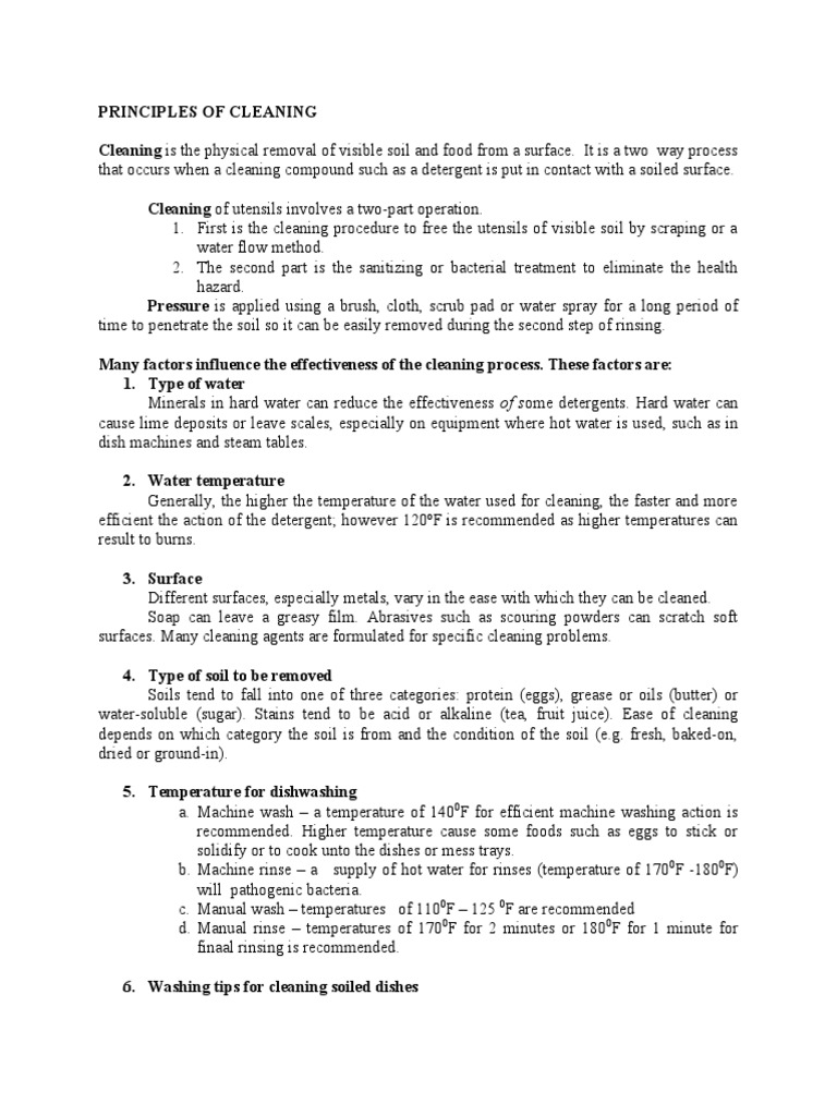 Principles of Cleaning | PDF | Soil | Materials