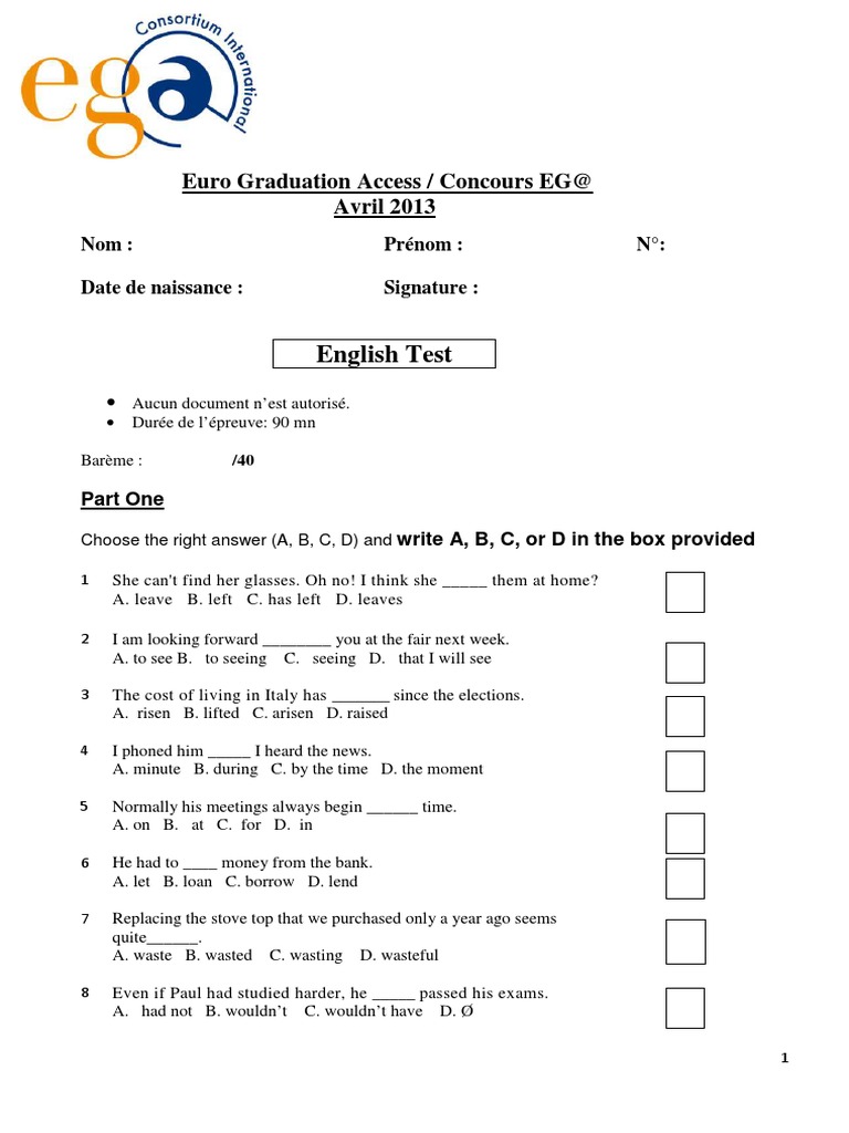 2013 English-Test EG@ | PDF | Translations | Language Interpretation