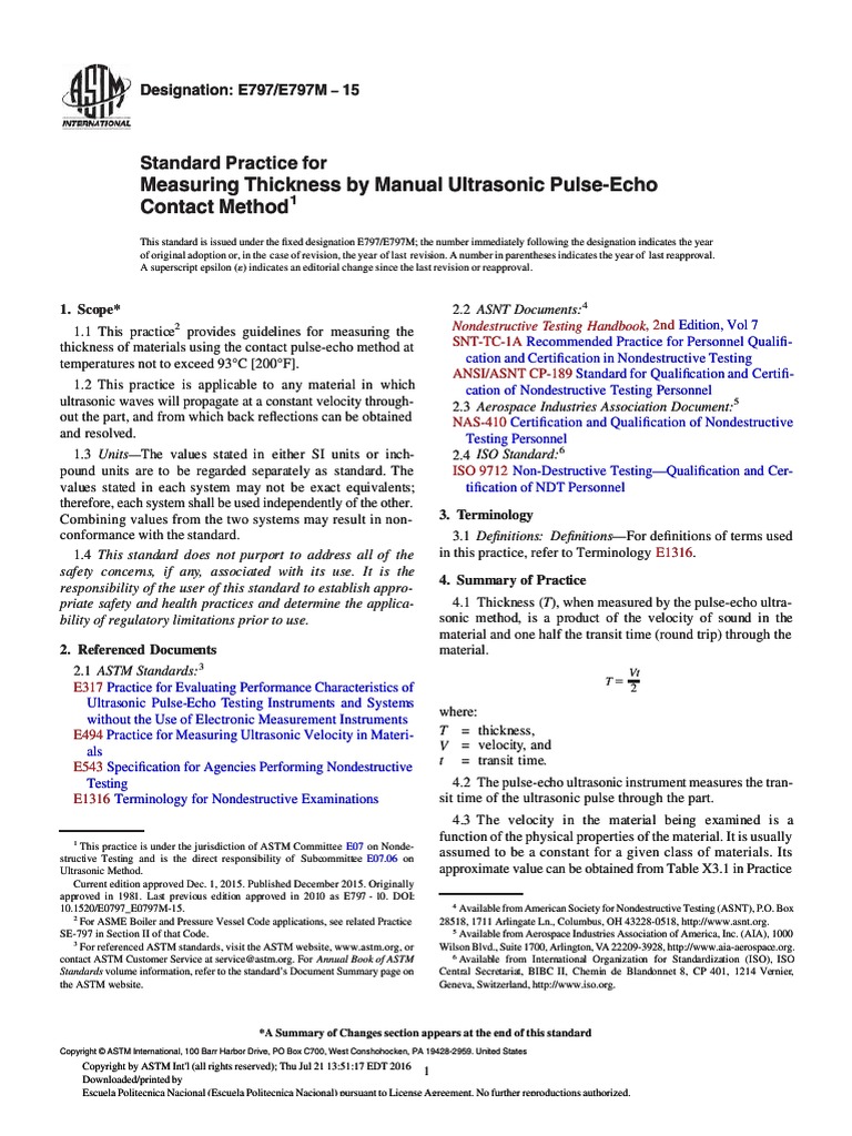 Astm e 797 2015 PDF | PDF | Nondestructive Testing | Accuracy And Precision