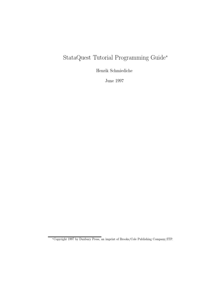 Stataquest Tutorial Programming Guide: Henrik Schmiediche June 1997 | PDF | Button (Computing ...