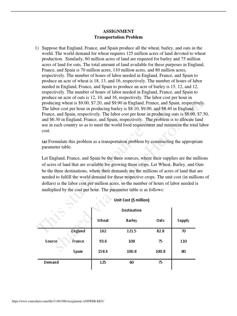Assignment ANSWER KEY | PDF | Oat | Mathematical Concepts