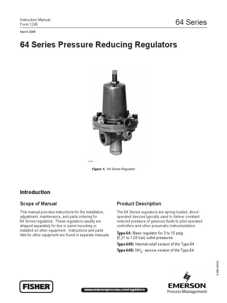 FISHER Regulator R64 | PDF | Valve | Gases