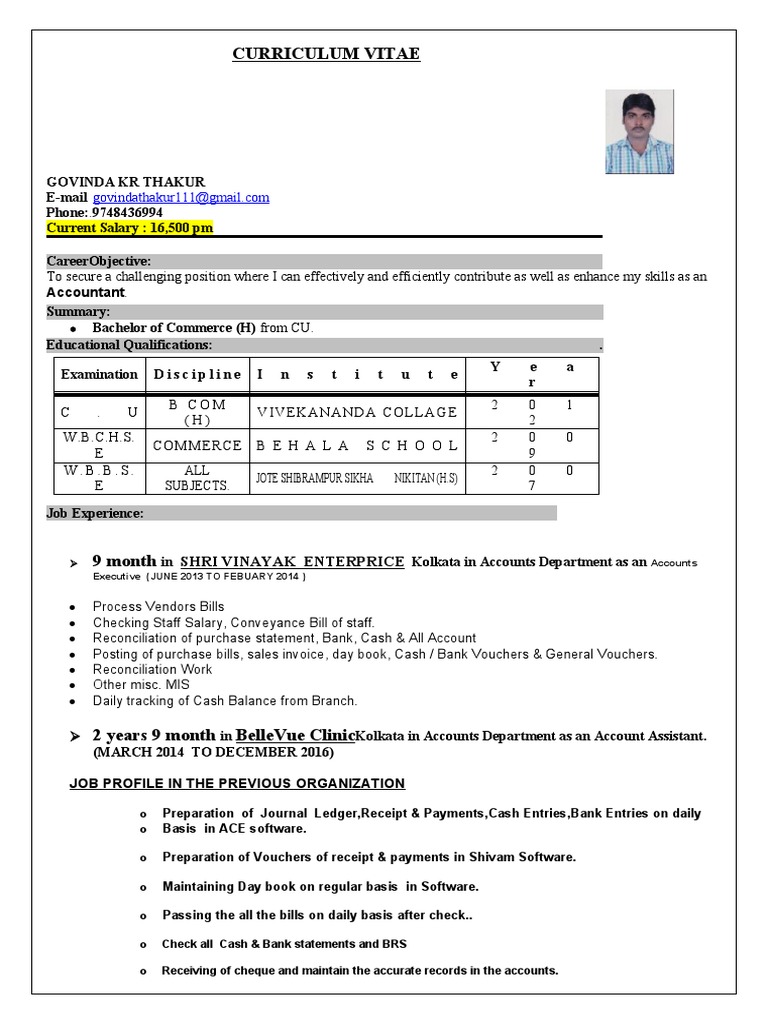 Curriculum Vitae: Shri Vinayak Enterprice | PDF | Voucher | Receipt