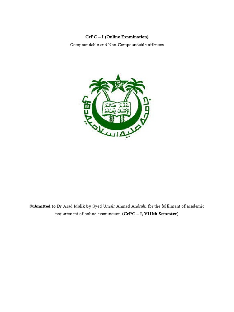 CRPC - I (Online Examination) : Compoundable and Non-Compoundable ...