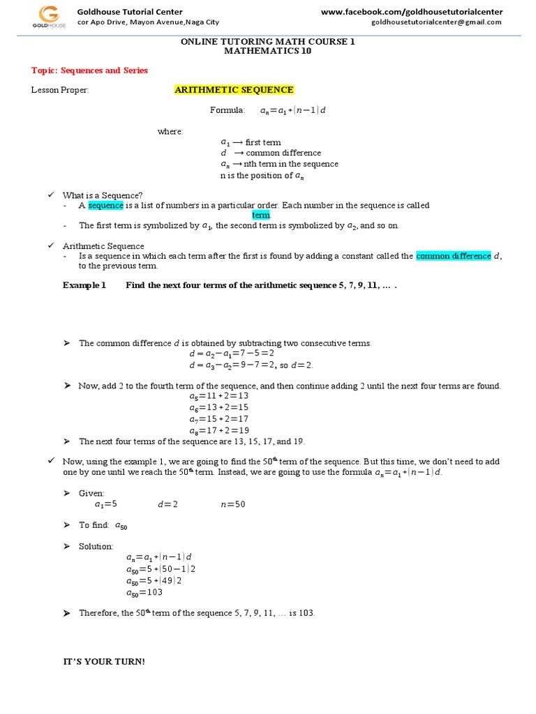 Arithmetic Sequence (Lesson) | PDF | Elementary Mathematics ...