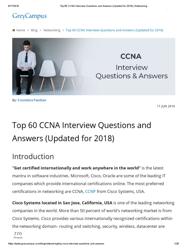 Top 60 CCNA Interview Questions and Answers (Updated For 2018 ...