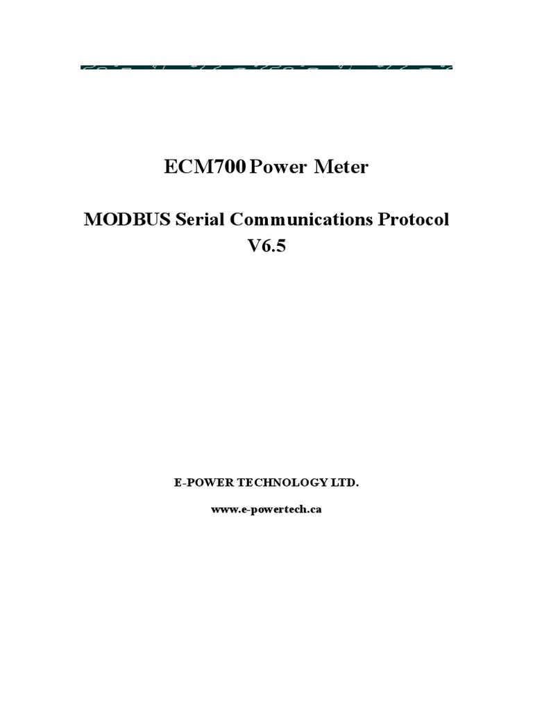 ECM700 Modbus Protocol Overview | PDF | Telecommunications | Computer ...