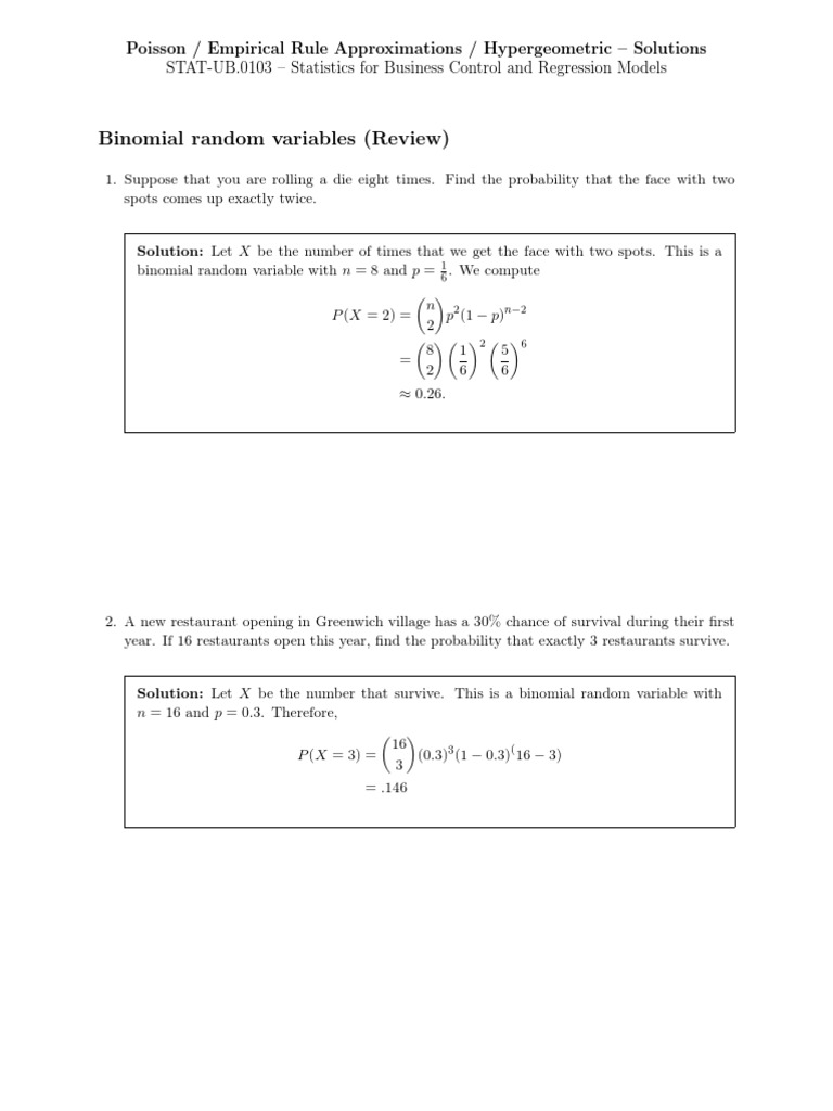 Binomial Random Variables (Review) | PDF | Poisson Distribution ...