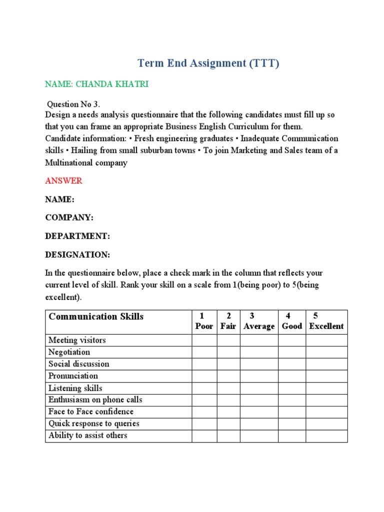 Question 3 Term End Assignment | PDF