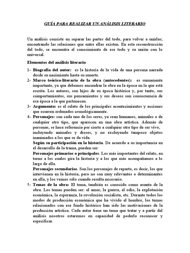 Guía para Realizar Un Análisis Literario | PDF | Monólogo | Hora