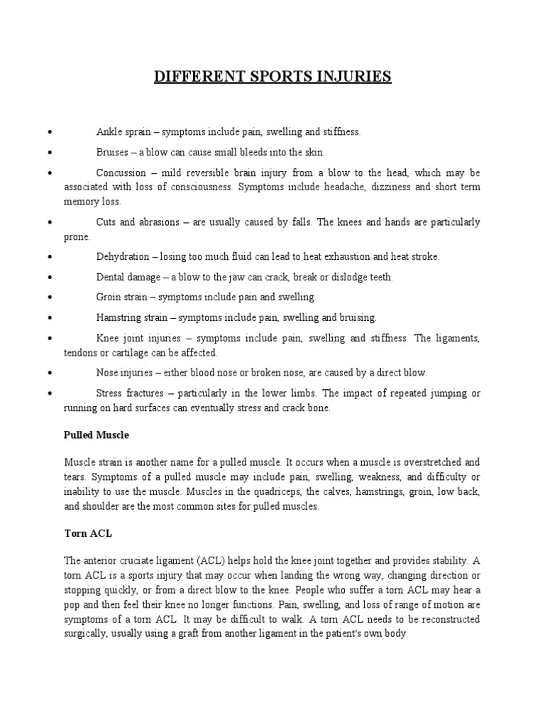 Different Sports Injuries | PDF | Human Leg | Knee