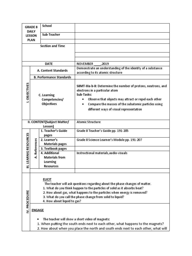 Atoms Lesson Plan | PDF | Atoms | Atomic Nucleus