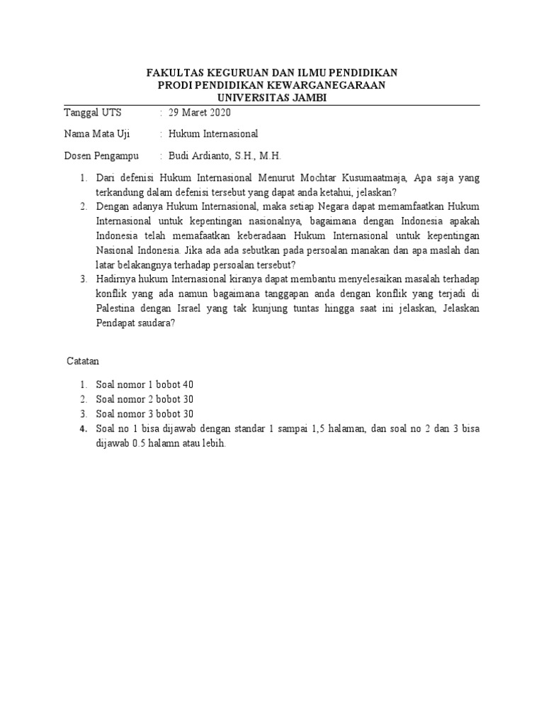 Soal UTS HI Prodi Pendidikan KWN | PDF