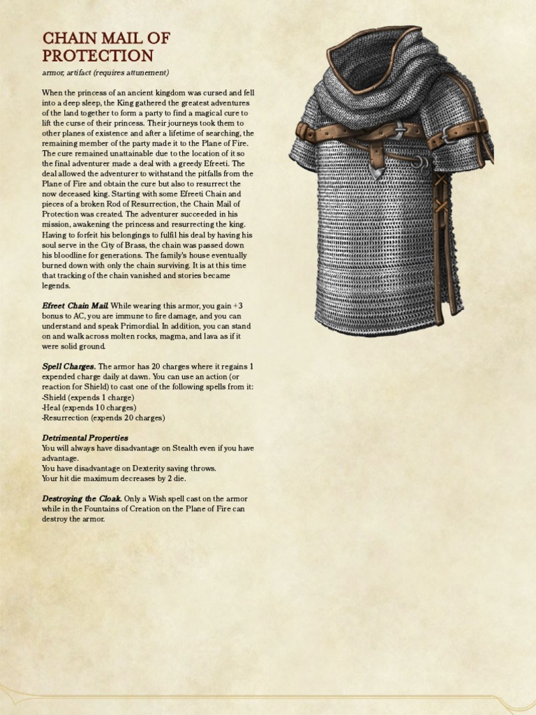 Chain Mail of Protection 5e D&D Homebrew Magic Item | PDF | History ...