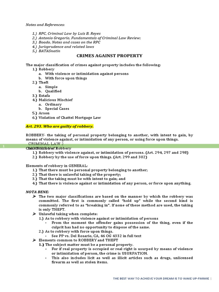 Crimes Against Property: Art. 293. Who Are Guilty of Robbery | PDF ...