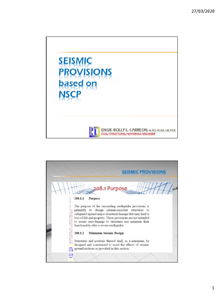 Lecture 04-Seismic Provisions Based On NSCP | PDF | Applied And ...