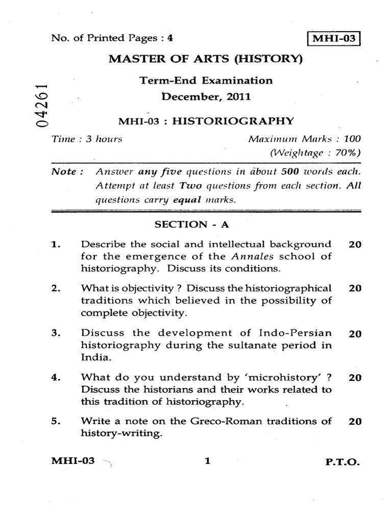 Master of Arts (History) | PDF | Historiography | Political Theories