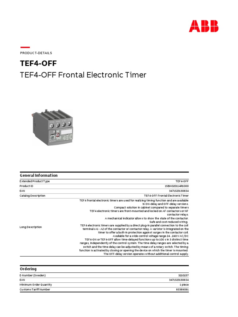 TEF4-OFF Frontal Electronic Timer | PDF | Relay | Switch