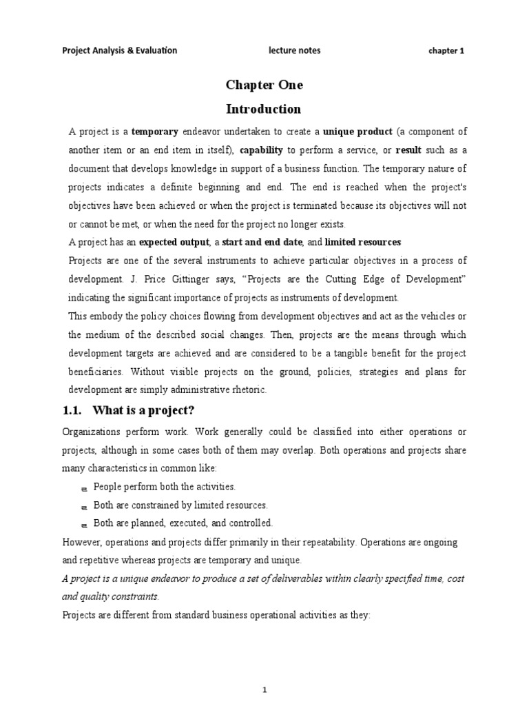 Chapter One | PDF | Feasibility Study | Performance Appraisal