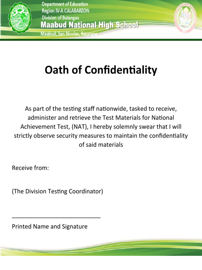 Oath of Confidentiality for Test Staff | PDF
