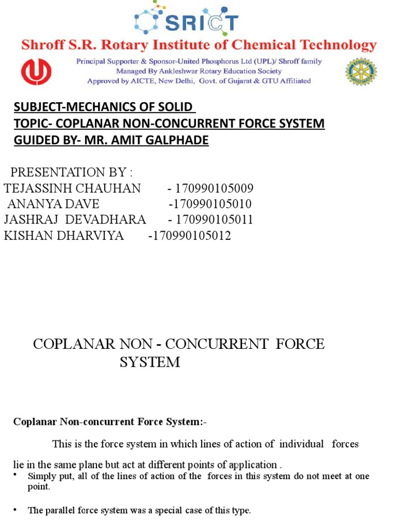 Coplanar Non-Concurrent Forces Explained | PDF | Force | Mechanics