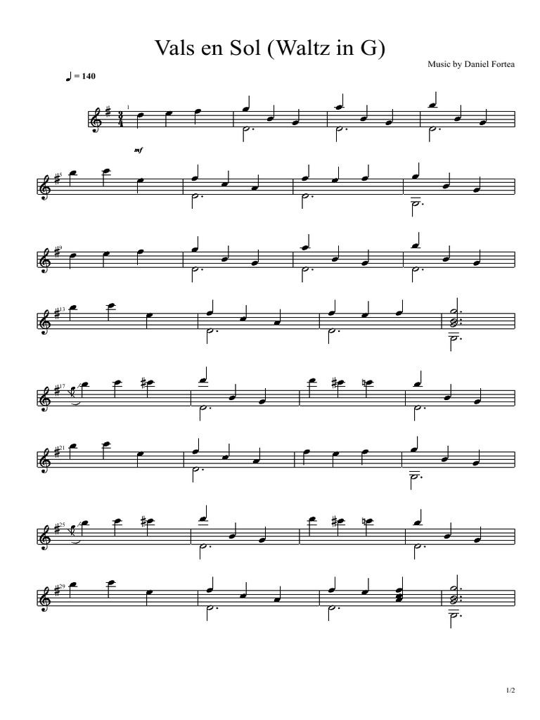 Vals en Sol (Waltz in G) by Daniel Fortea PDF | PDF