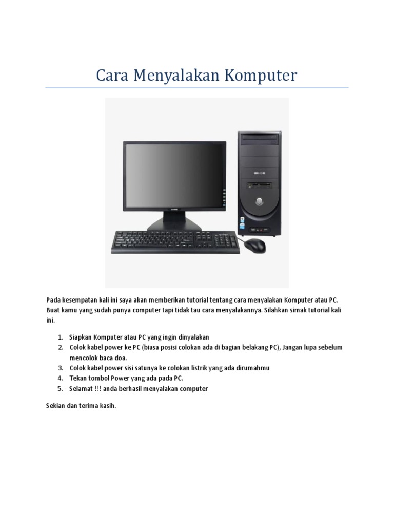 Cara Menyalakan Komputer | PDF