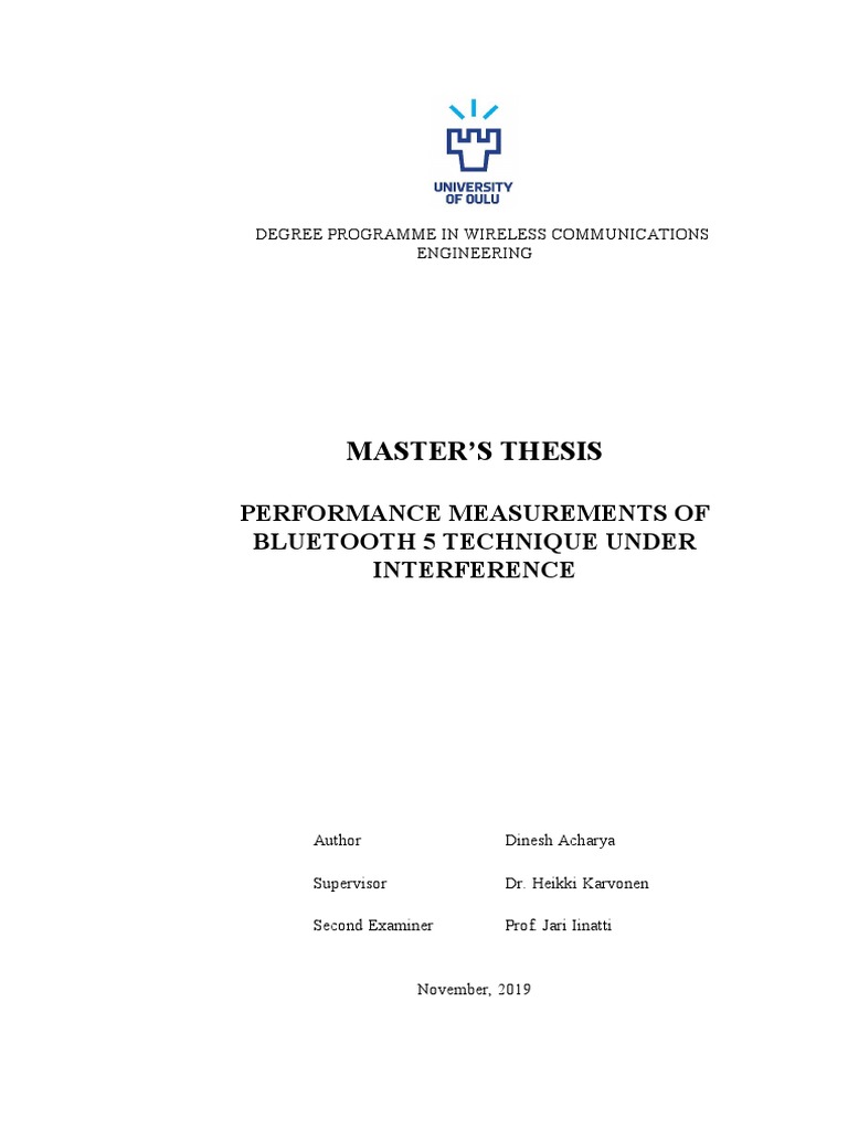 Master'S Thesis: Performance Measurements of Bluetooth 5 Technique ...