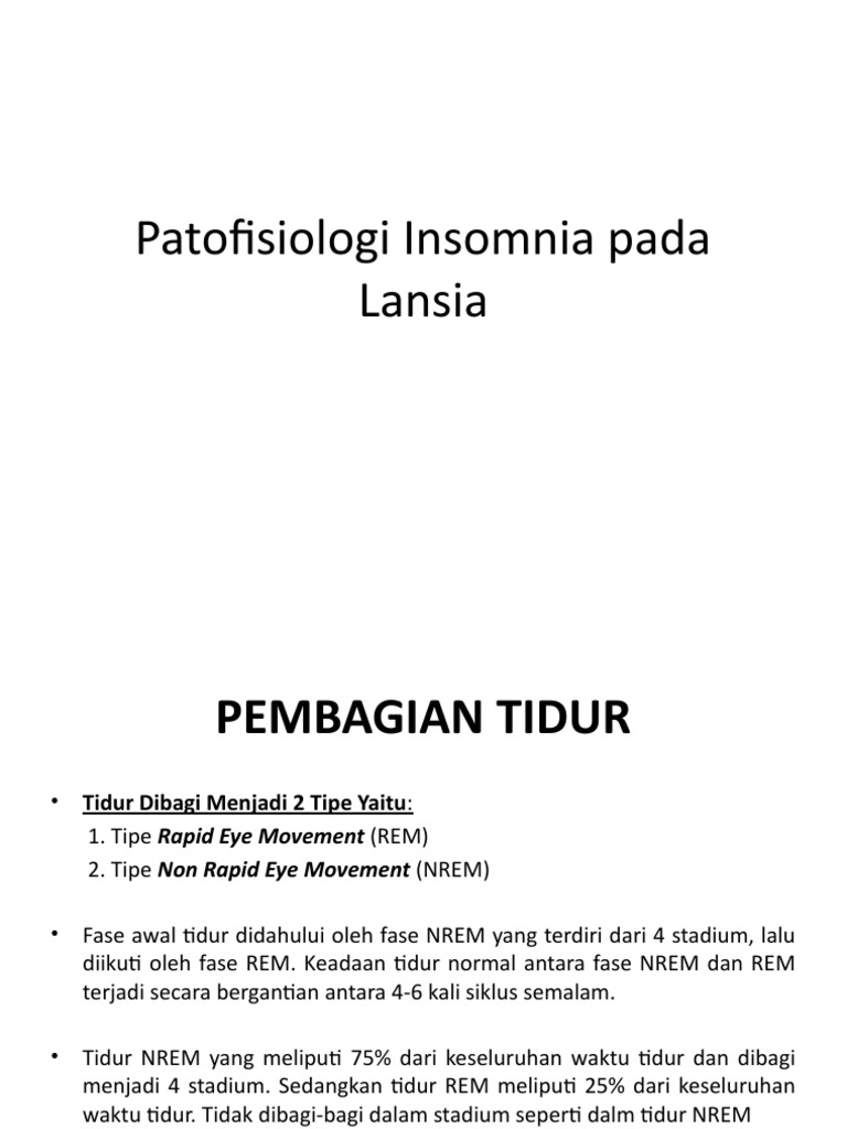 Patofisiologi Insomnia Pada Lansia | PDF
