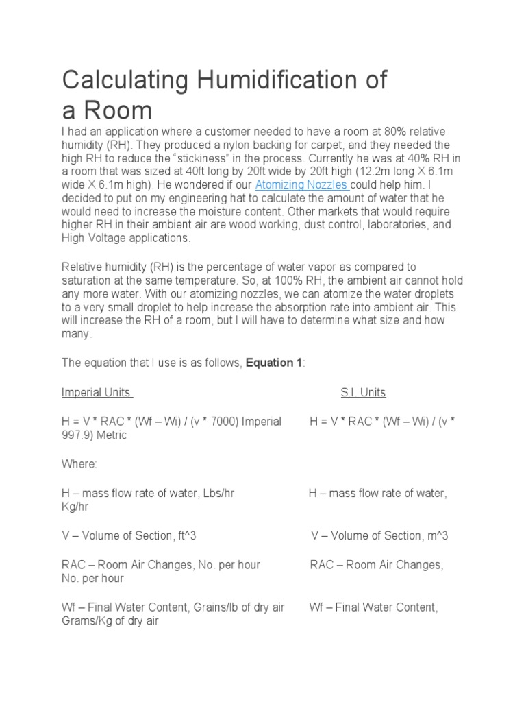 Calculating Humidification | PDF | Relative Humidity | Humidity