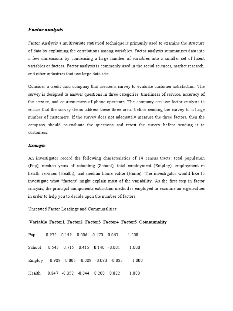 Factor Analysis | Download Free PDF | Factor Analysis | Multivariate Statistics