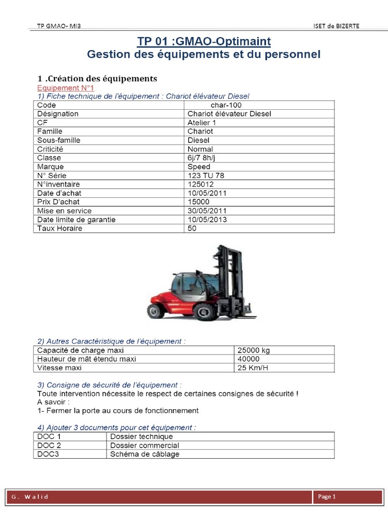 TP 01 - GMAO-Optimaint Gestion Des Équipements Et Du Personnel - PDF ...