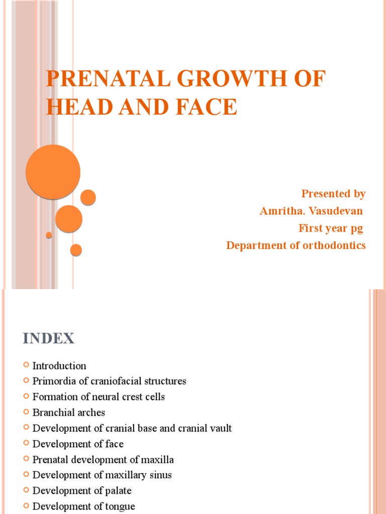 Prenatal Growth of Head and Face: Presented by Amritha. Vasudevan First ...