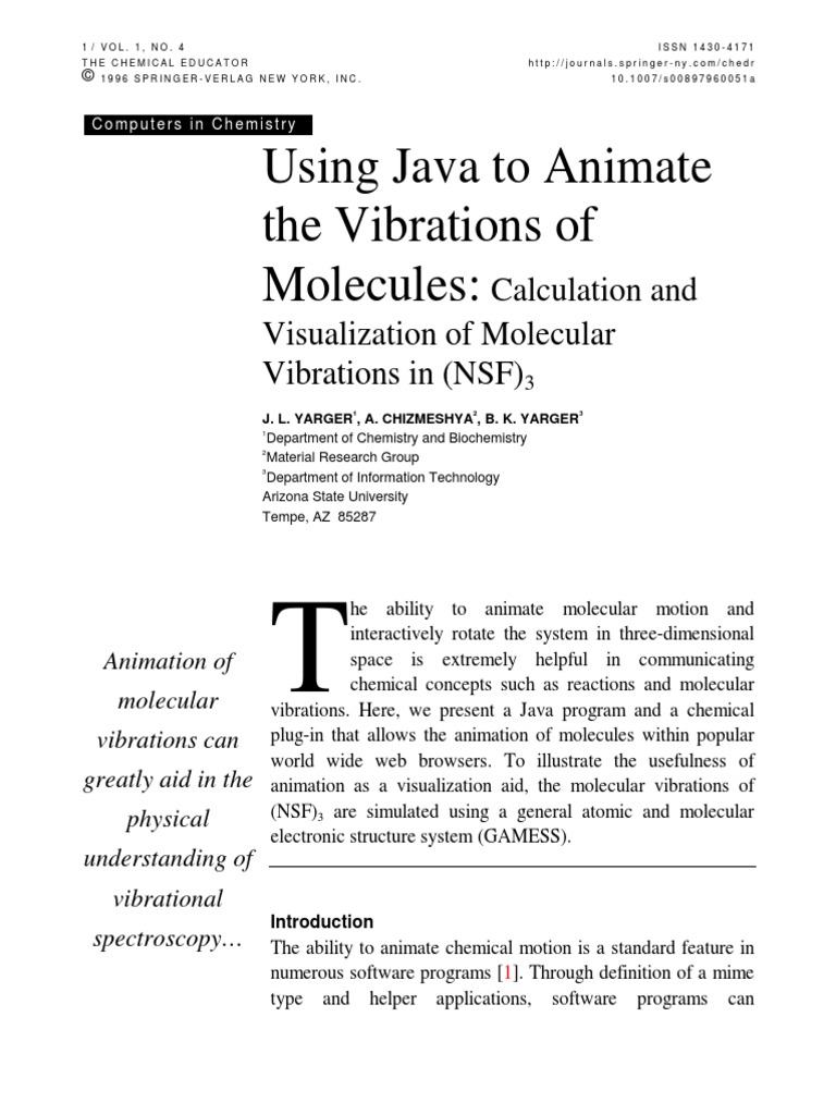 Using Java To Animate The Vibrations of Molecules:: Calculation and ...