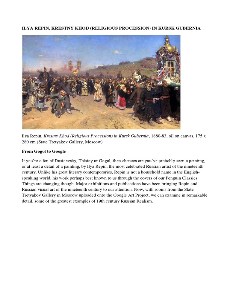 Ilya Repin, Krestny Khod (Religious Procession) in Kursk Gubernia | PDF ...