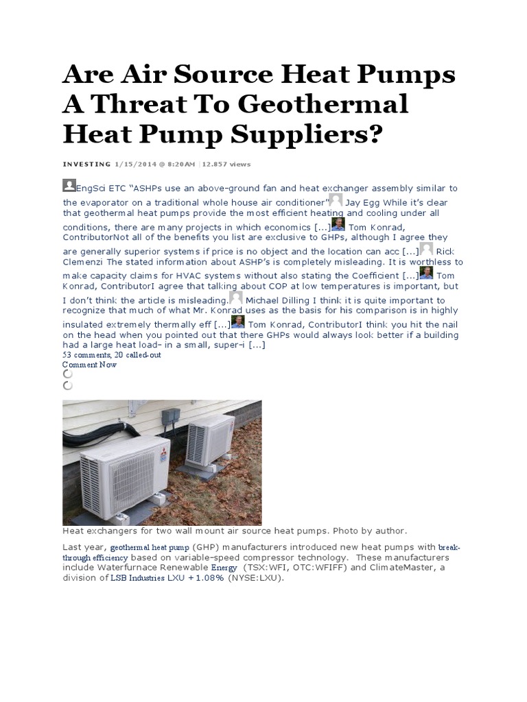 Comparison ASHP GSHP 15012014 | PDF | Heat Pump | Heating, Ventilating ...