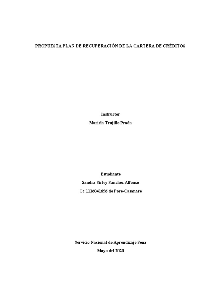 Actividad Plan de Recuperacion de Cartera | PDF | Bancos | Planificación Actividad Plan de Recuperacion de Cartera | PDF | Bancos | Planificación