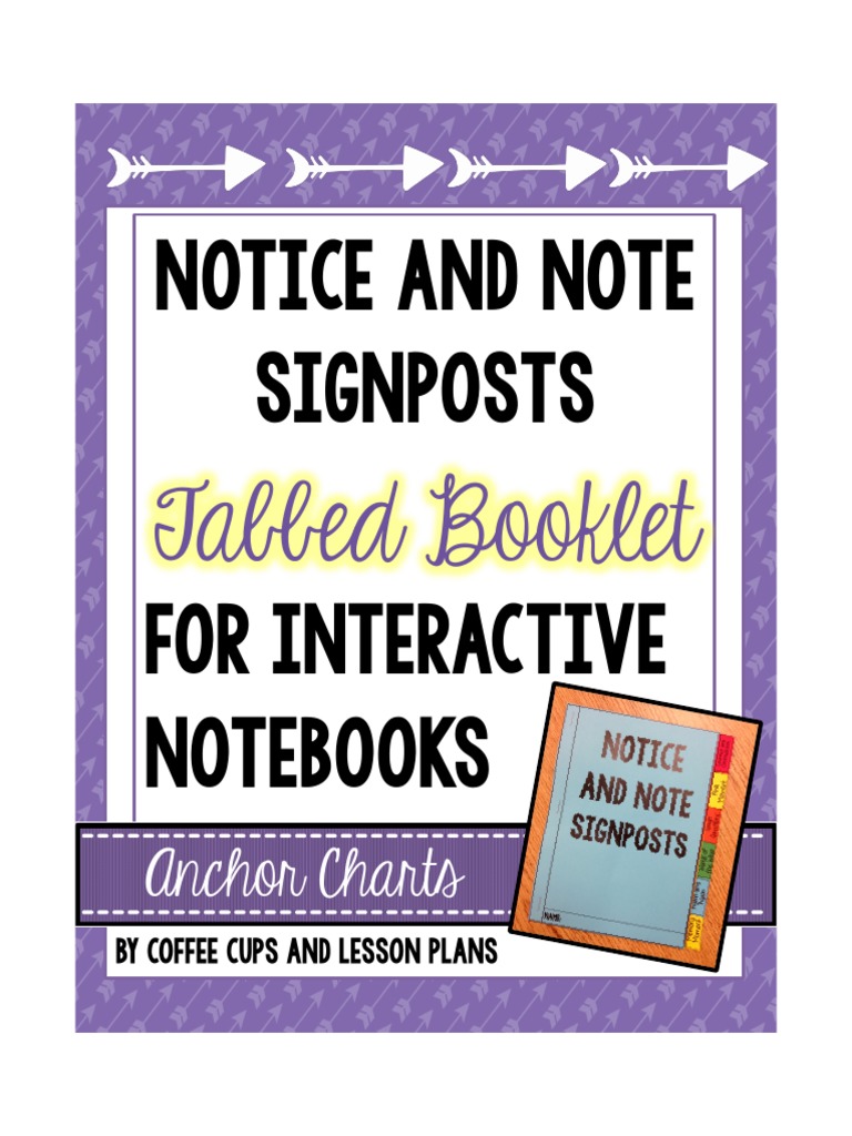 Notice and Note Signposts For Interactive Notebooks: Tabbed Booklet ...