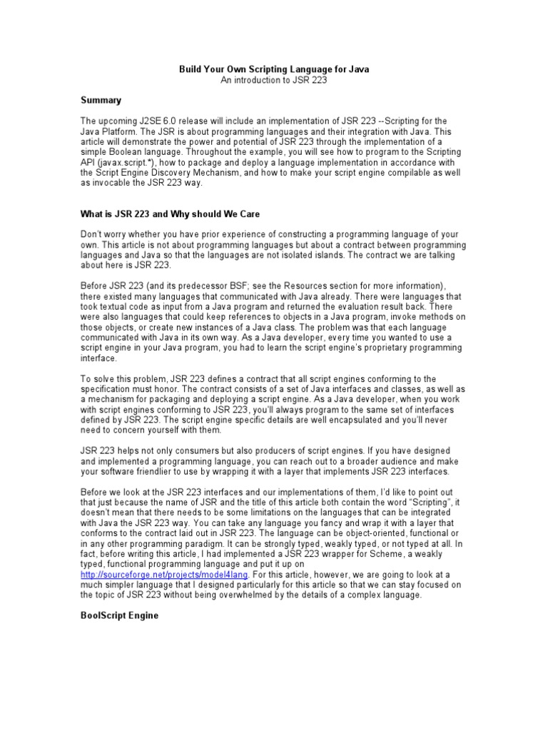 Build Your Own Scripting Language For Java | Download Free PDF | Scope (Computer Science) | Java ...