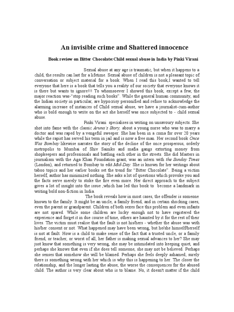 An Invisible Crime and Shattered Innocence | PDF | Child Abuse | Sexual ...
